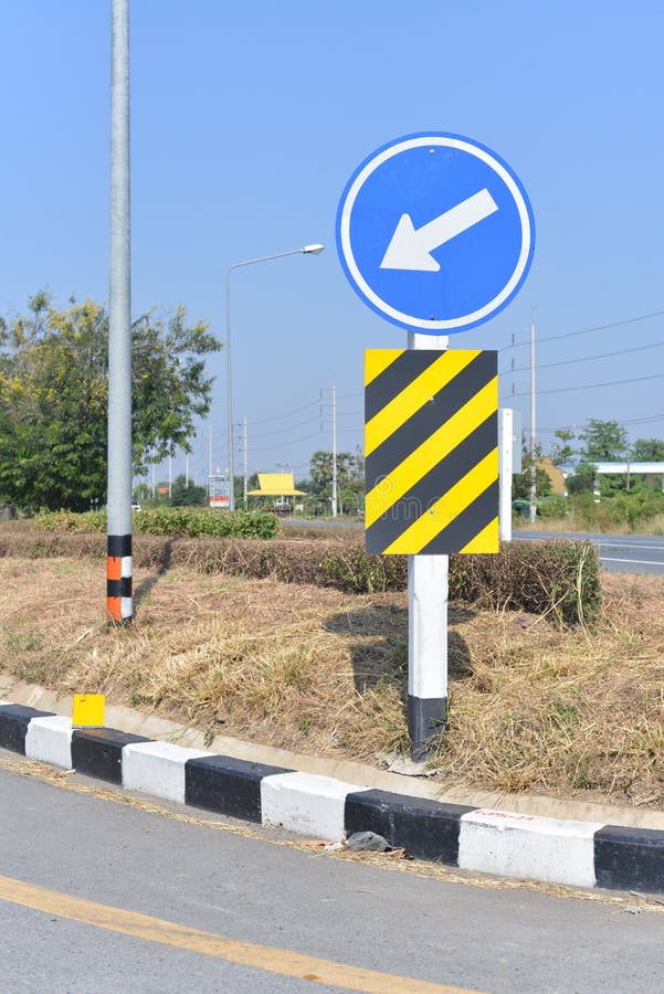 Traffic Sign, Keep Left Sign on White Background Stock Image - Image of ...