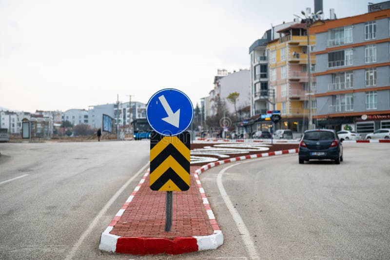 Traffic Sign Keep Right on City Street Stock Image - Image of direction ...