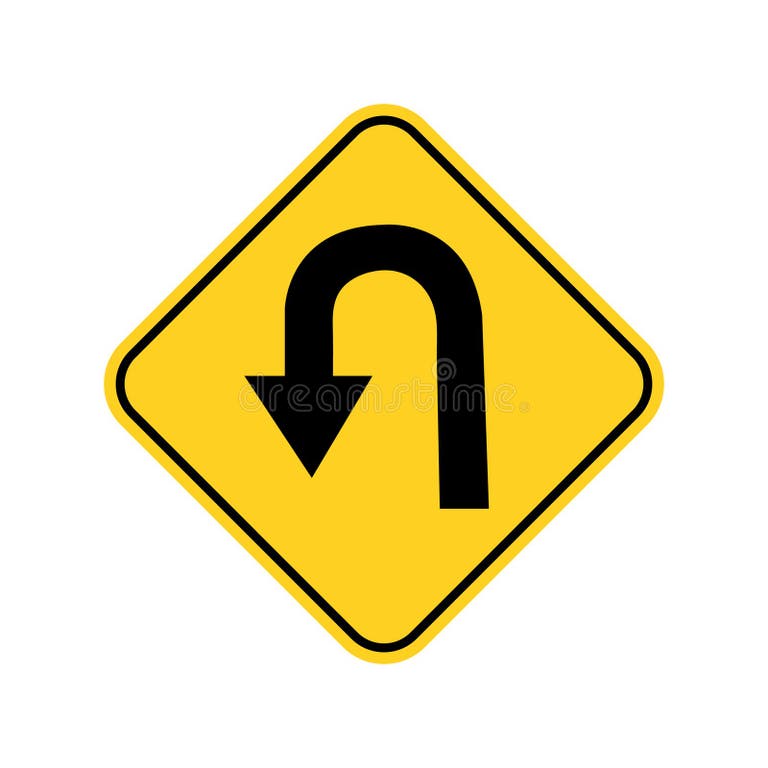 Traffic Sign, Left U-Turn Sign Vector Stock Illustration - Illustration ...