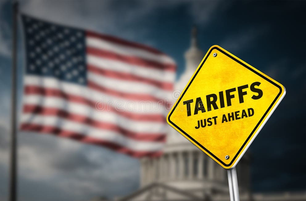Traffic Sign with the Message - Tariffs Just Ahead Stock Photo - Image of politics, taxation ...