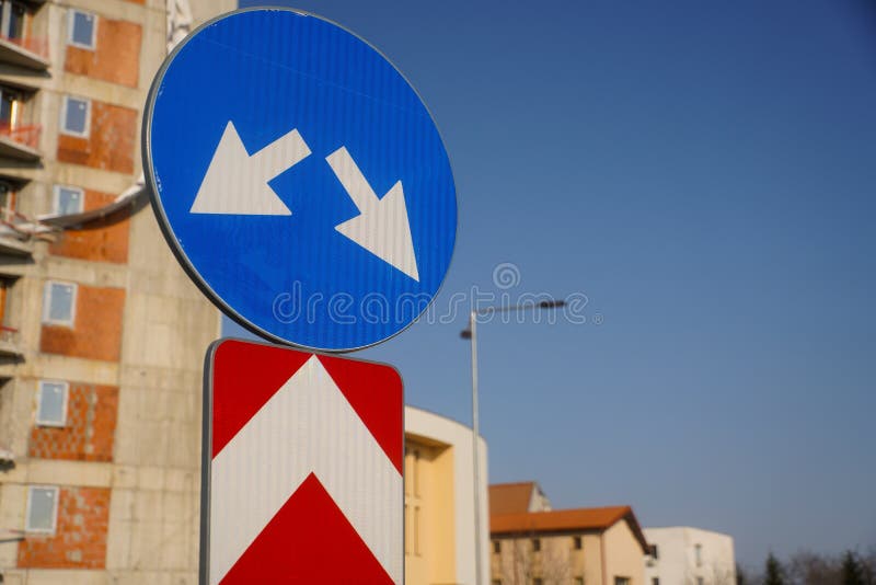 Traffic Sign Near a Construction Site in Progress. Stock Photo - Image ...