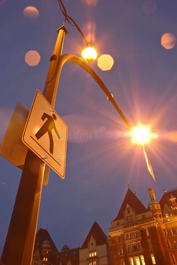 Traffic Sign at Night in Heritage Town Stock Photo - Image of transport ...
