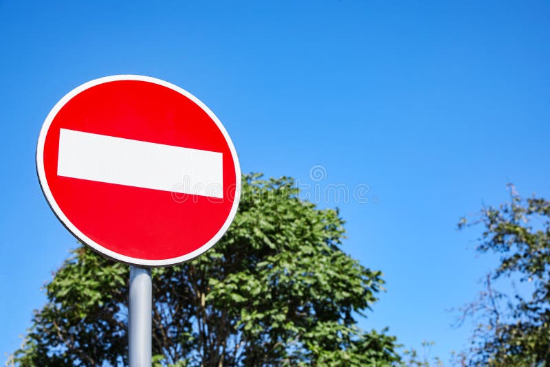 Traffic Sign No Entry Outdoors, Low Angle View. Space for Text Stock ...