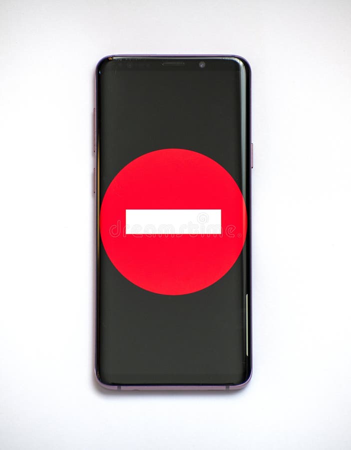 Traffic Sign - No Entry - on a Smartphone Screen Stock Image - Image of ...