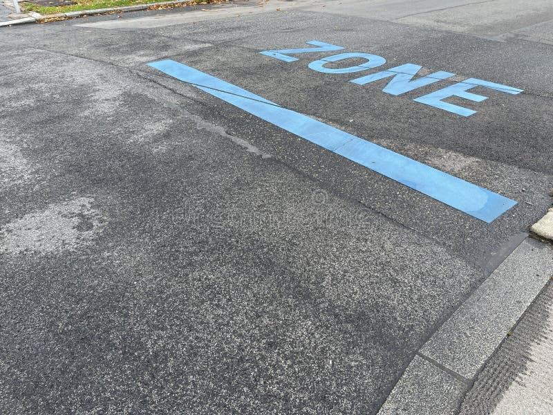 Traffic Sign Painted on City Road Stock Photo - Image of street, blue ...