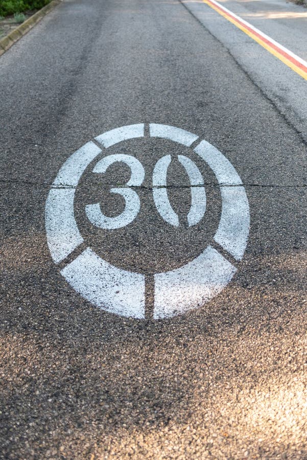 Traffic Sign Painted on the Ground Speed Limiting at 30 Stock Image ...