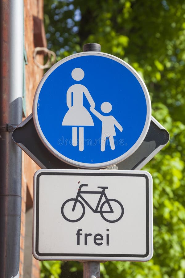 Traffic Sign Pedestrian Path, Cycling Permitted, Cyclist Free Stock ...