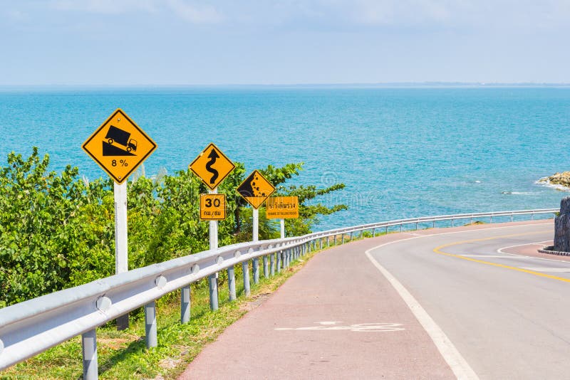 Traffic sign post on road stock image. Image of nature - 54391157