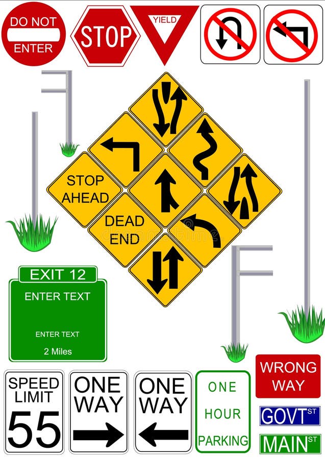 Traffic Sign and Post Vector Icons Stock Vector - Illustration of ...