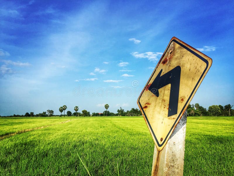 Traffic Sign with Rice Field Stock Photo - Image of traffic, street ...