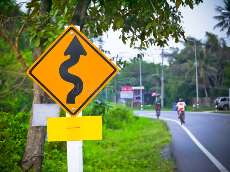 Traffic Sign Road Curve Left and Right on the Road Stock Photo - Image ...