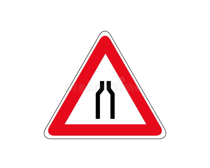 Traffic Sign Road Narrows on Both Sides. Vector Illustration Stock ...