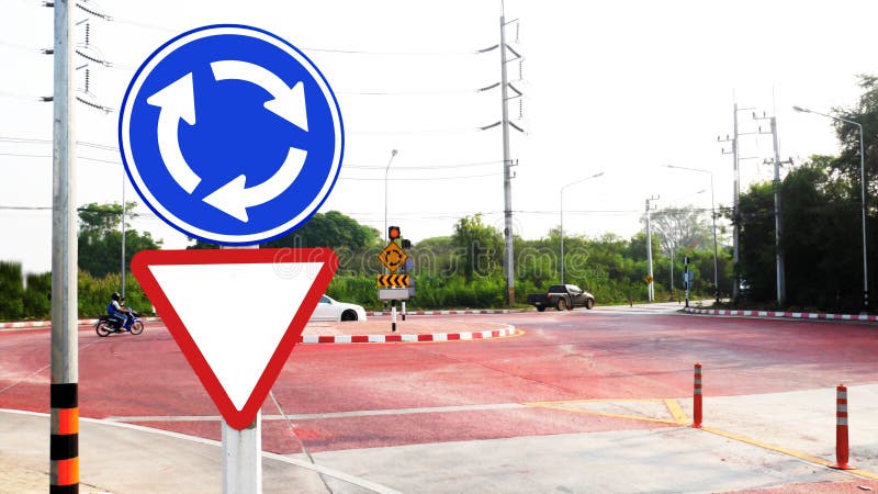 Circular Intersection Warning Traffic Road Sign Roundabout Stock Image ...
