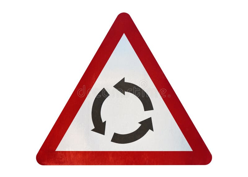 Traffic Sign Roundabout Intersection Isolated on White Background Stock ...