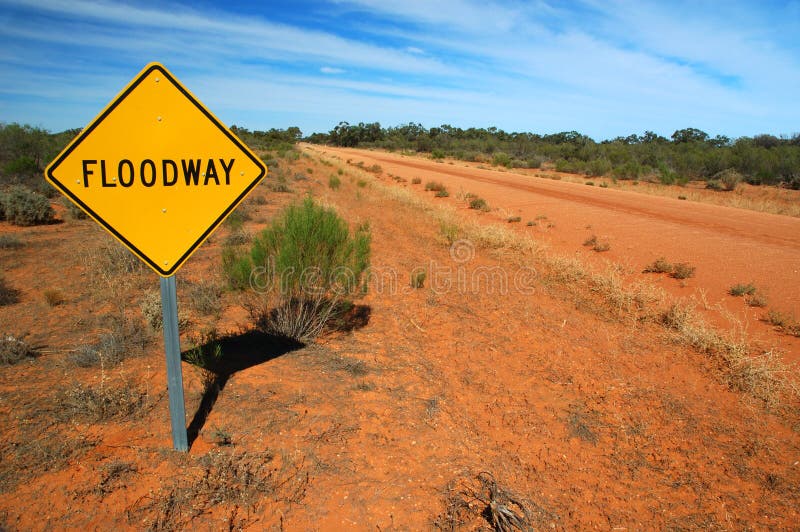 Traffic Sign on a Rural Road Stock Photo - Image of bush, floodway: 701106