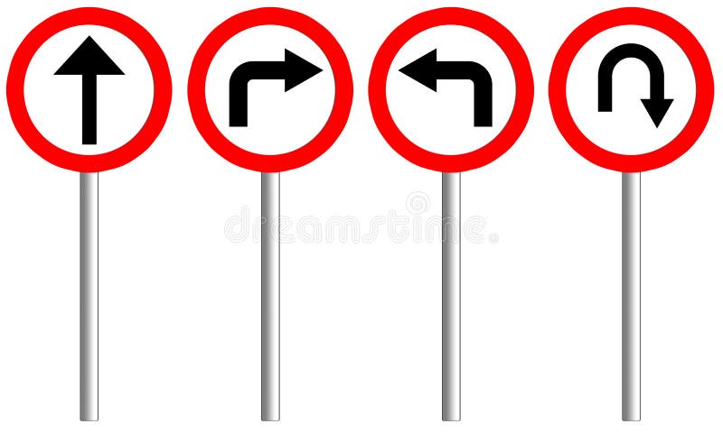 6 red circle traffic sign stock illustration. Illustration of left ...