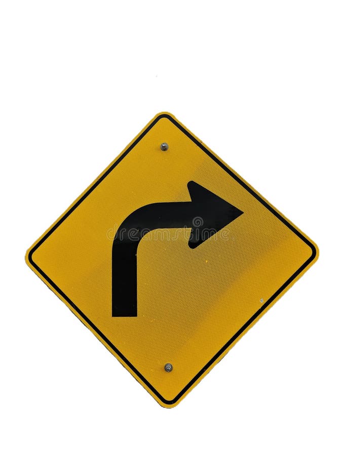Traffic Sign, Sharp Right Turn Ahead. Stock Image - Image of yellow ...