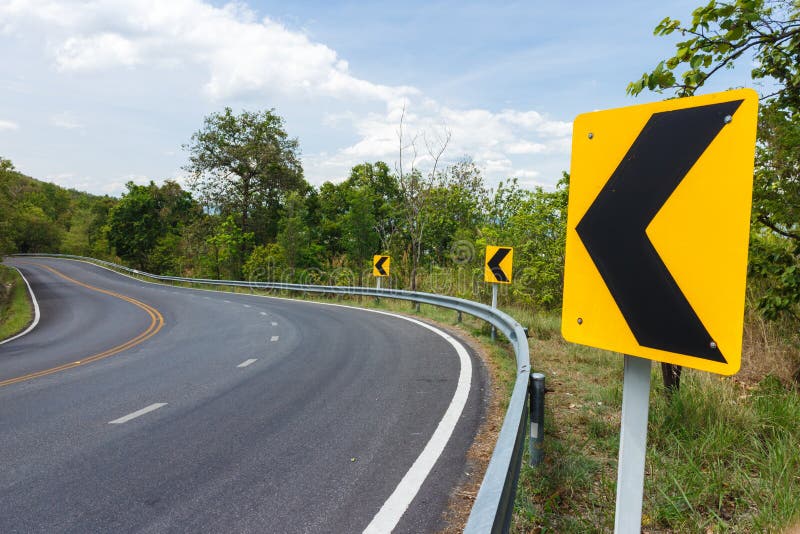 Curve Right Side Traffic Road Sign On Highway Stock Photo - Image of ... Curve Right Side Traffic Road Sign On Highway Stock Photo - Image of ...