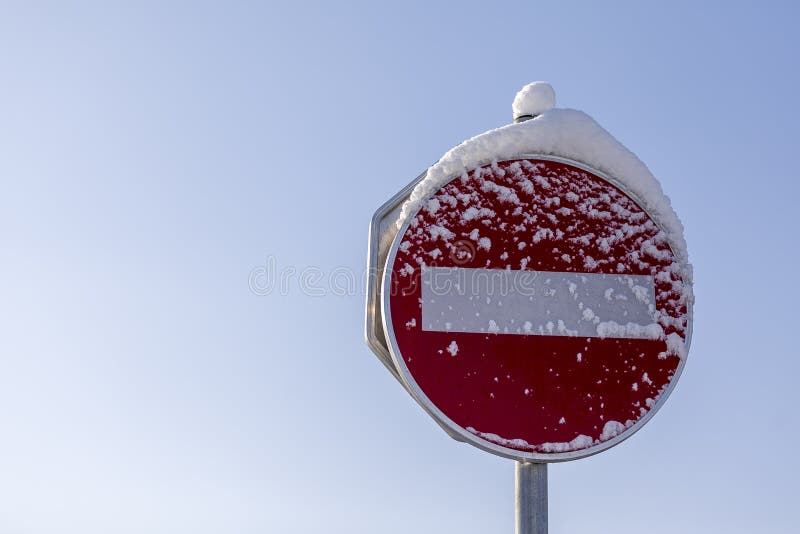 Traffic sign in snow stock photo. Image of snowing, traffic - 85384138
