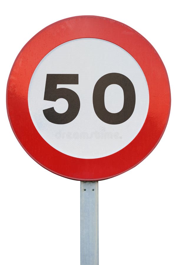 Traffic Sign Speed Limit 50 Isolated on a White Background Stock Photo ...