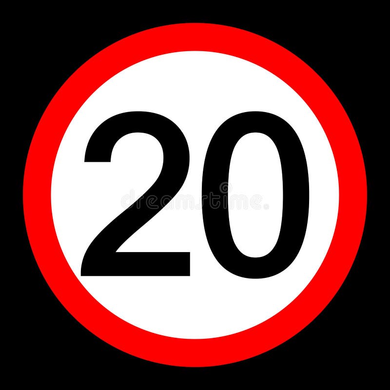 Traffic Sign, 20 Speed Limit Stock Vector - Illustration of prohibited ...