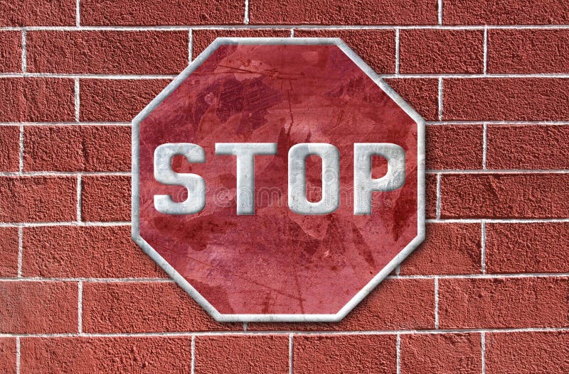 Stop. Brick wall stock image. Image of prohibition, texture - 24442097