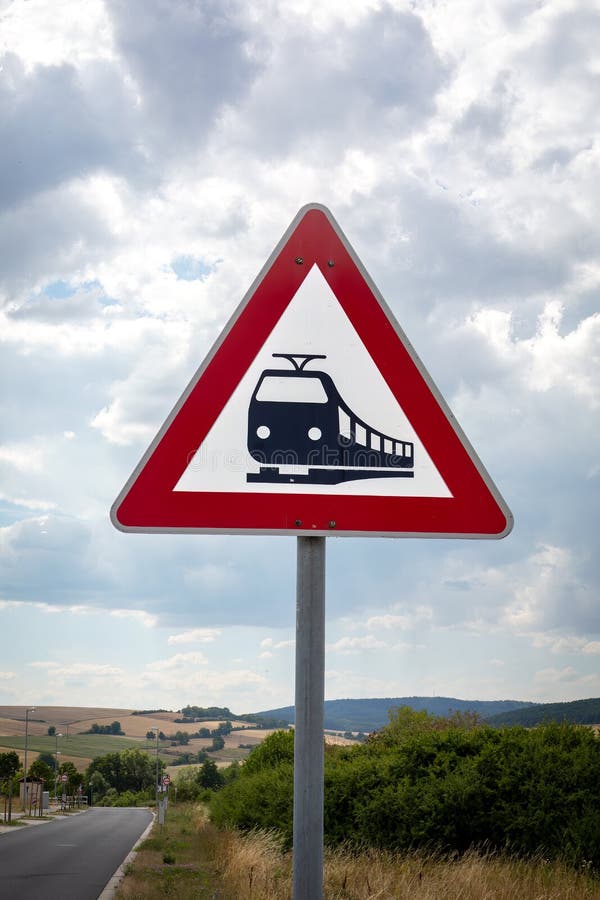 Traffic Sign To Catious of Train Crossing Stock Photo - Image of sign ...