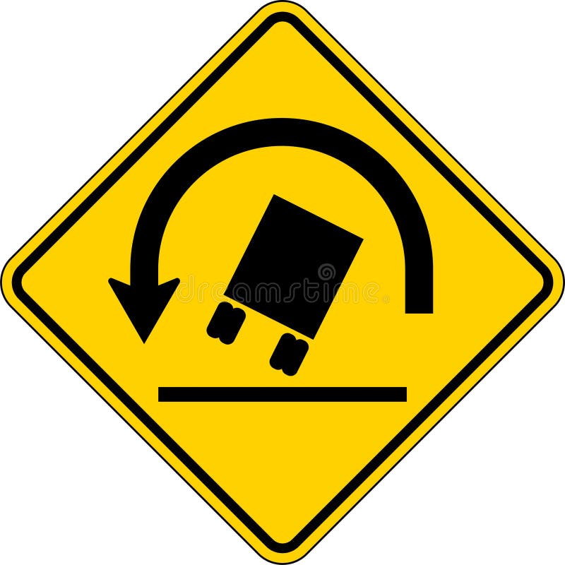 Traffic Sign, Truck Rollover Warning Sign Stock Illustration ...