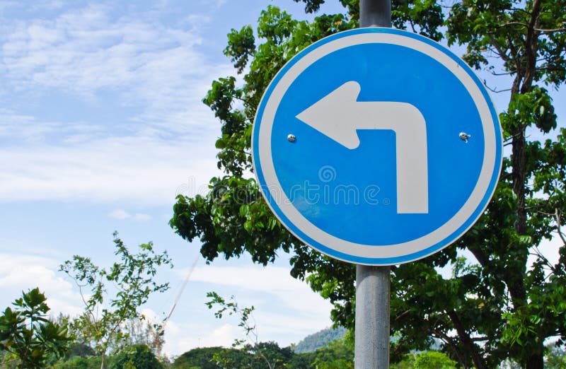 Traffic Sign Turn Left in the Park Stock Photo - Image of concepts ...