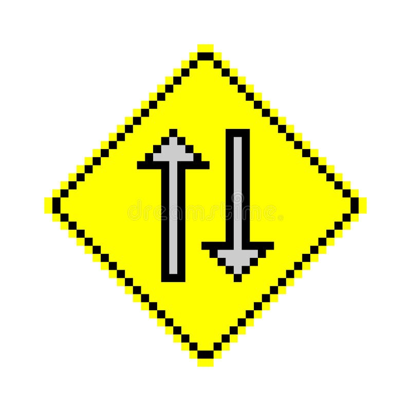 Traffic Sign Two Way in Pixel Art Stock Vector - Illustration of arrow ...