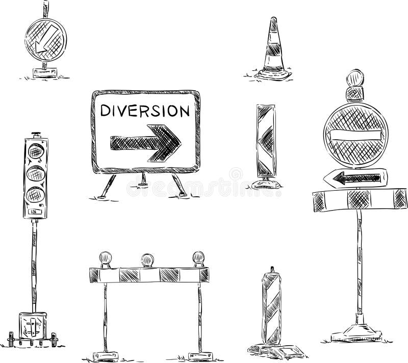 Diversion Road Sign Stock Illustrations – 214 Diversion Road Sign Stock ...