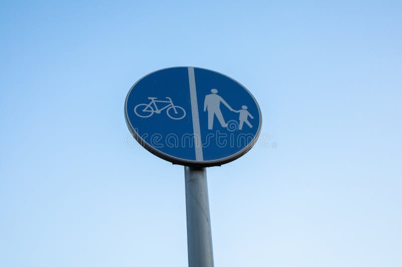 Traffic Sign for Walking and Bicycle Path or Road Stock Photo - Image ...