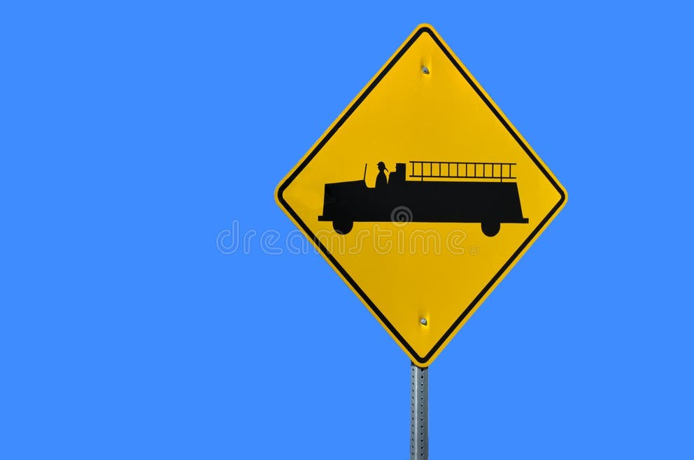 Fire engine warning sign stock image. Image of automobile - 110560835
