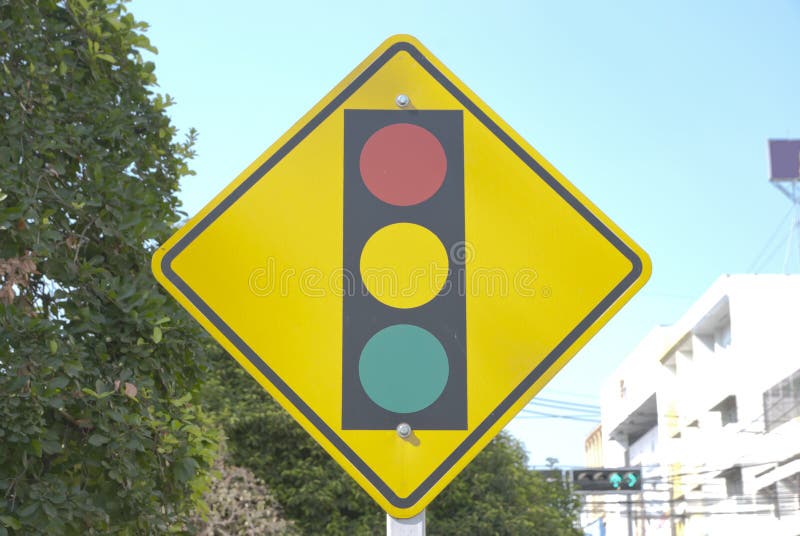 Red Signal Ahead Traffic Sign Stock Photo - Image of directive, stop ...