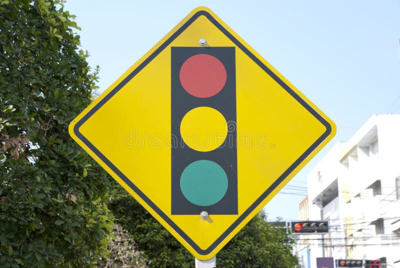 Red Signal Ahead Traffic Sign Stock Photo - Image of directive, stop ...