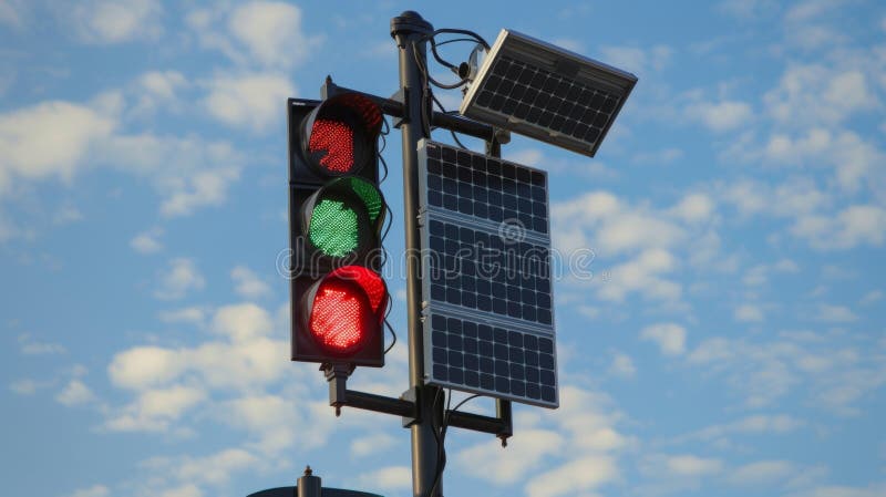 A Traffic Signal Controller with a Solar Panel Attached Controlling the ...