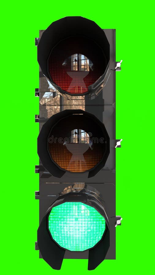 Traffic Signal Light with Green Background Stock Image - Image of urban ...