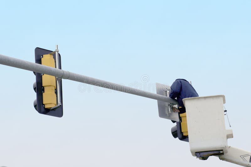 Traffic Signal Repair stock image. Image of light, signal - 874305