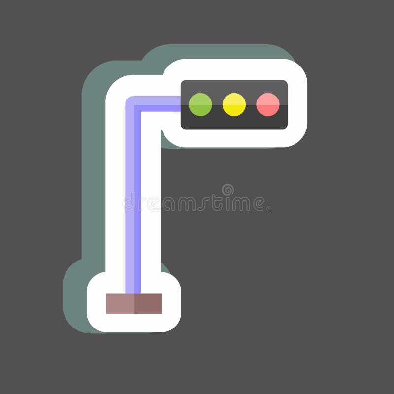 Traffic Signals Sticker in Trendy Isolated on Black Background Stock ...