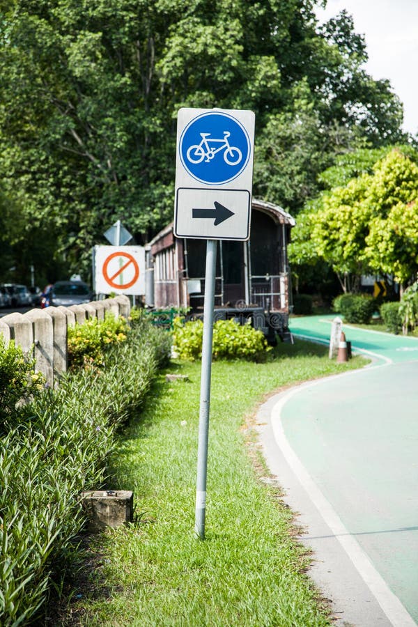 Traffic Signs bike way stock image. Image of park, thailand - 94812805