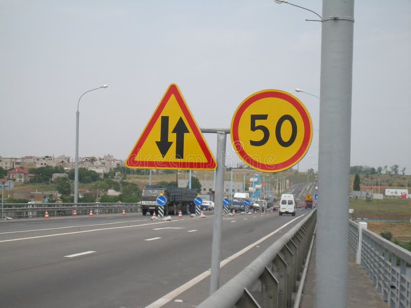 Traffic Signs On Bridge Picture. Image: 5123488