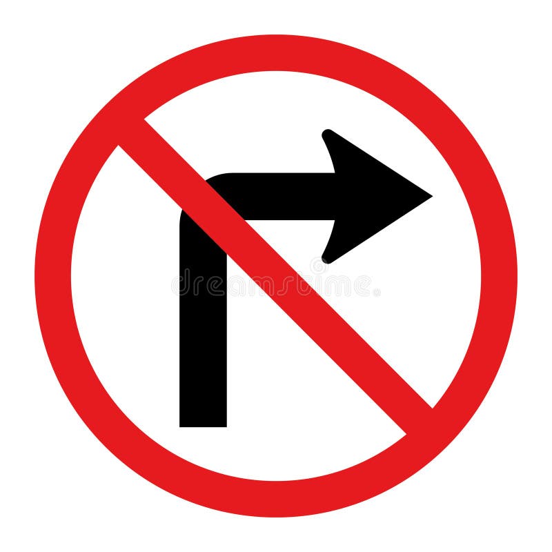 Traffic Signs Do Not Turn Right. Vector Illustration. Stock ...