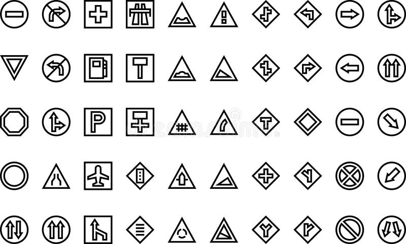Traffic Signs Icons High-Quality Vector Icons Collection with Editable ...