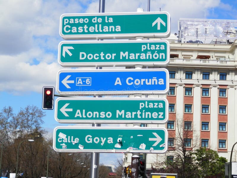 Traffic Signs in Madrid Centre Stock Image - Image of traditional ...
