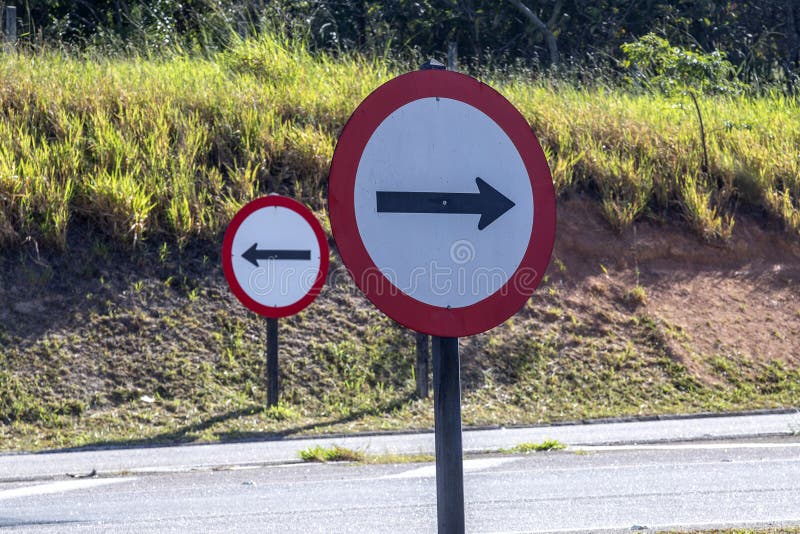 Traffic Signs of Mandatory Direction Stock Image - Image of order ...