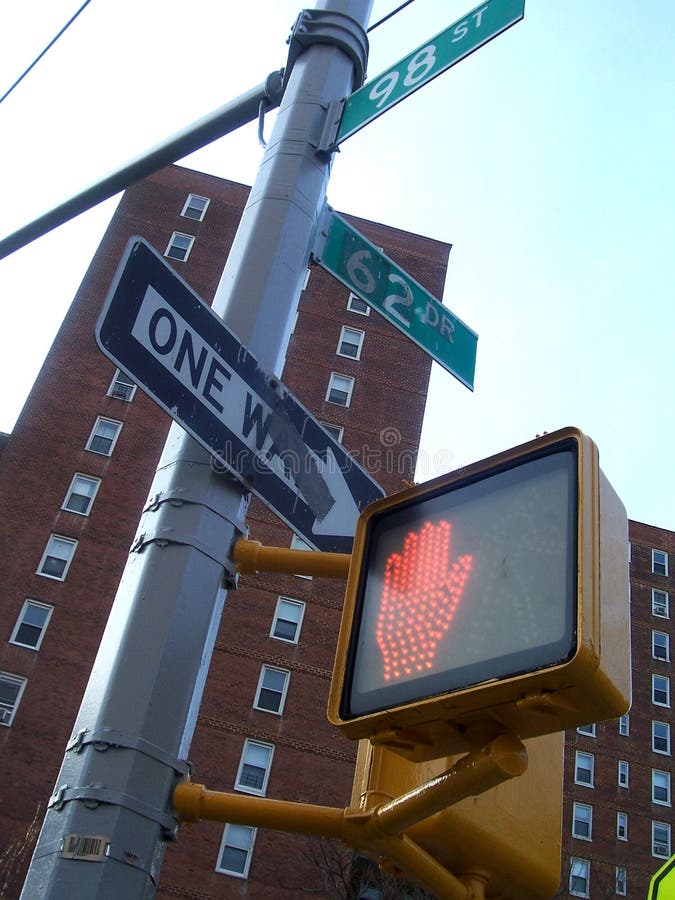 Traffic Signs in a Manhattan Corner Stock Photo - Image of stop, stret ...