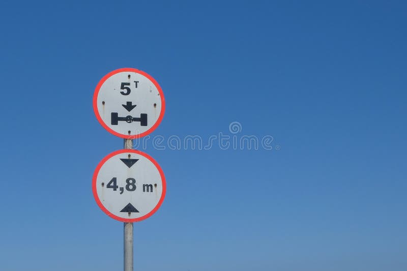 Traffic Signs for Maximum Weight and Maximum Height Limits Stock Image ...