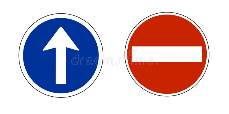 Traffic Signs, One Way Signs Stock Illustration - Illustration of ...