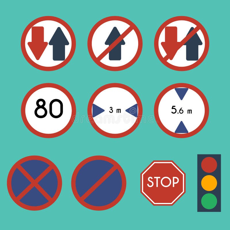 Road Signs Pack Warning Stock Illustrations – 110 Road Signs Pack ...