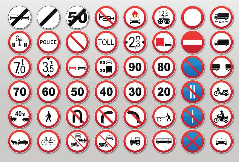 Traffic signs - Warnings stock vector. Illustration of cross - 21490044